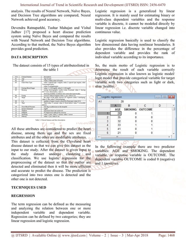 A Heart Disease Prediction Model using Logistic Regression By Cleveland DataBase | PDF