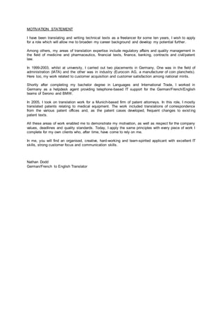 MOTIVATION STATEMENT | DOCX