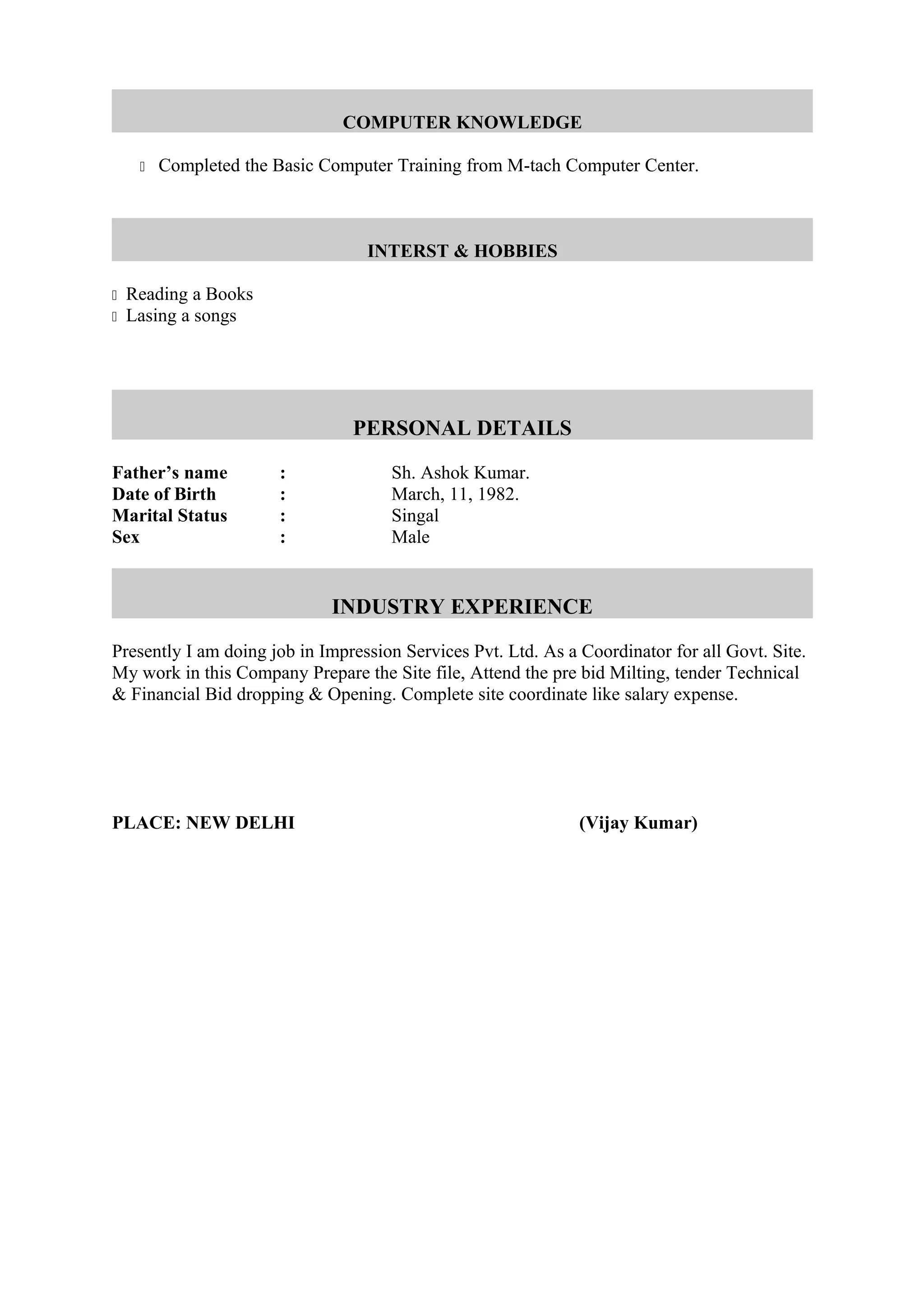 Resume for Vijay Kumar Updated.DOC