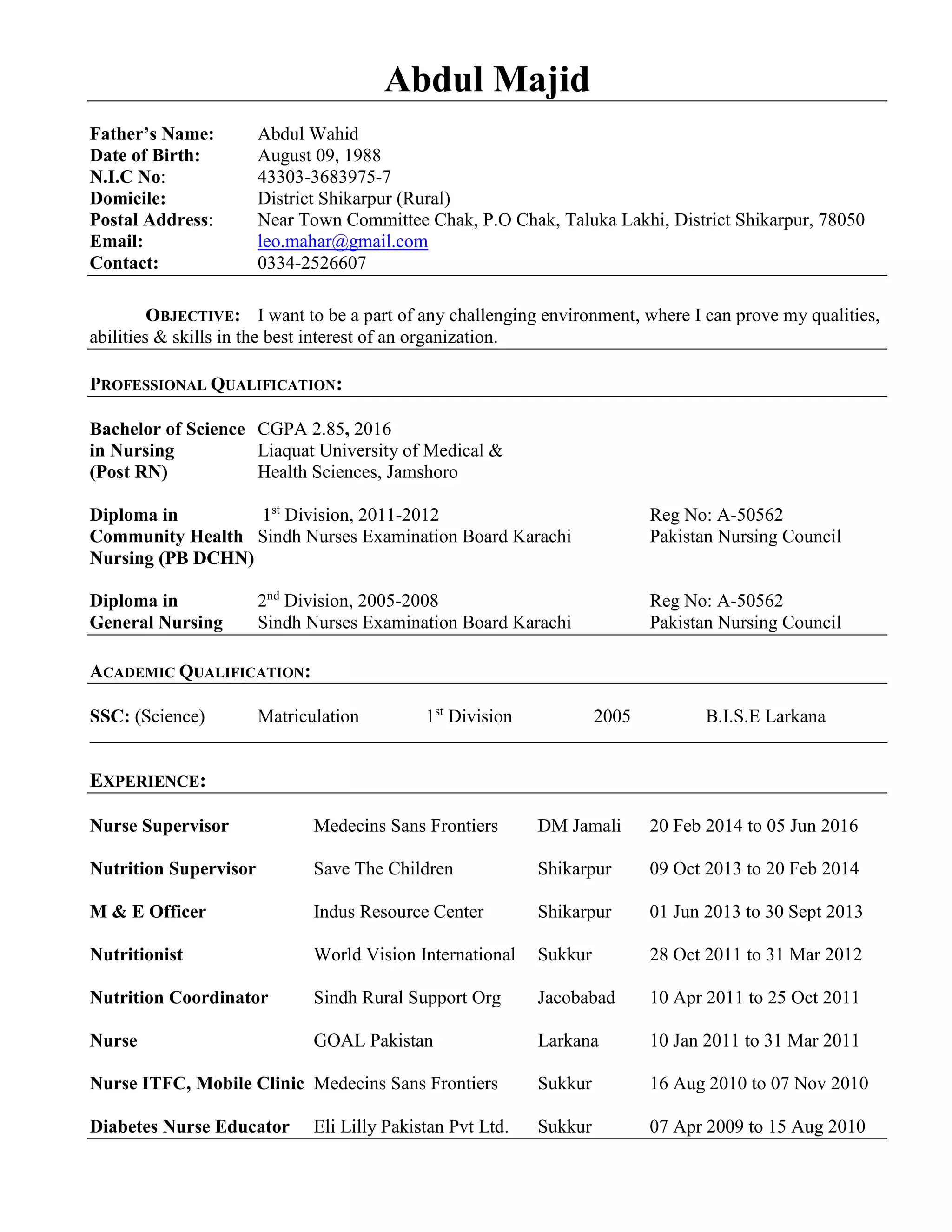 Abdul Majid's CV updated | PDF