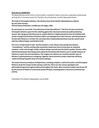 Faith of Christopher Hitchens Aboite Review | DOCX