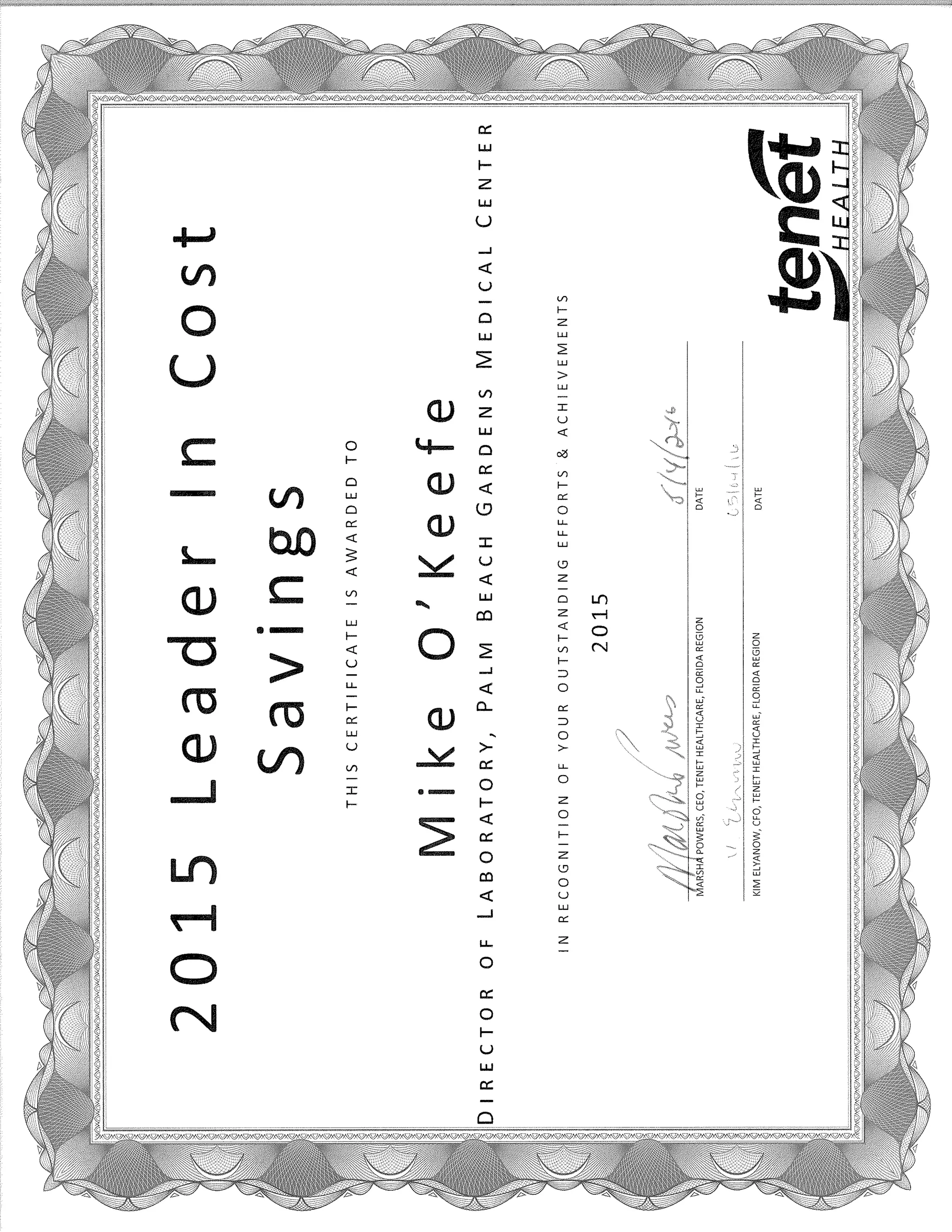 Cost Savings Award - 2015 | PDF