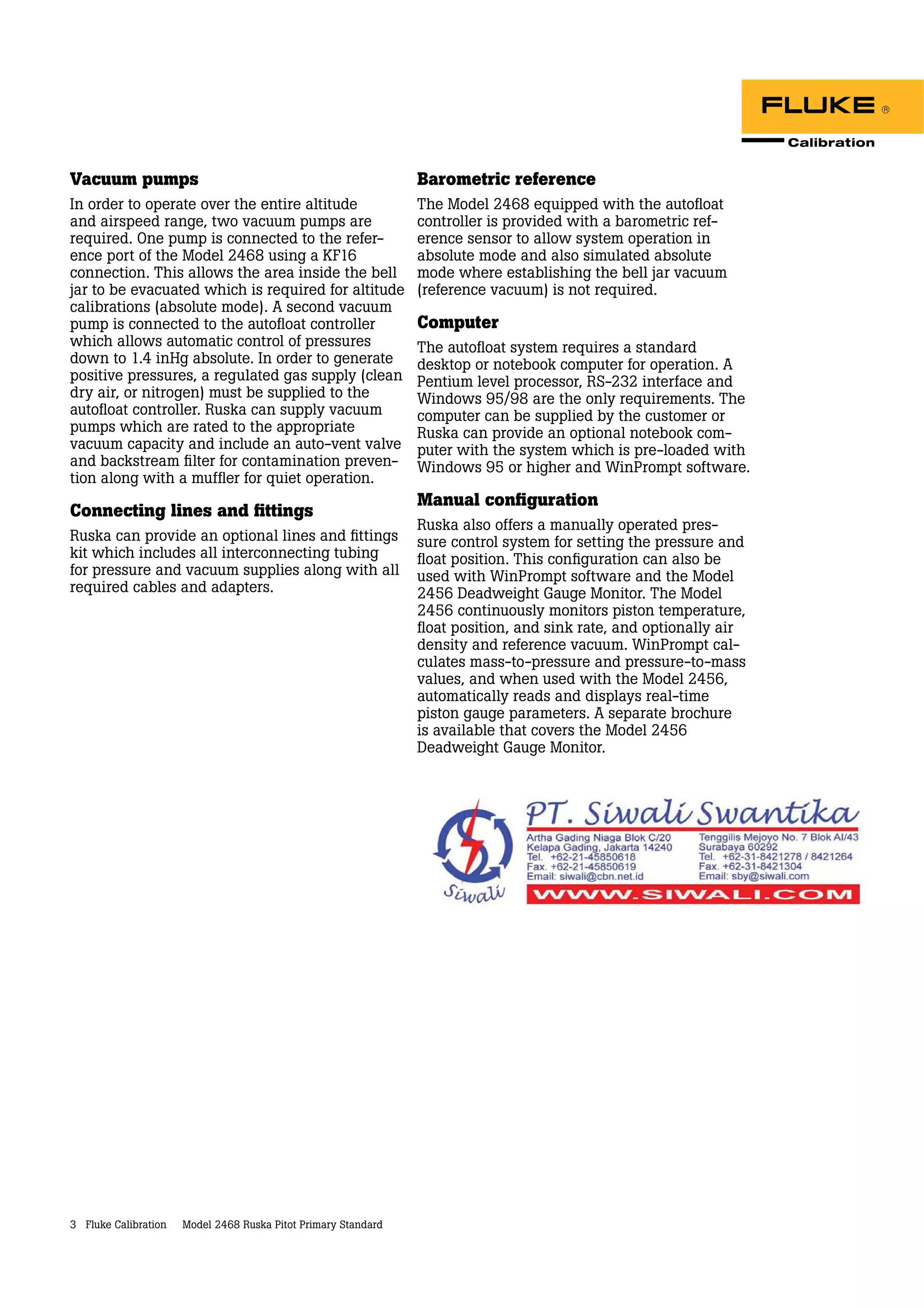 Technical Data 2468 Pitot Primary Standard | PDF
