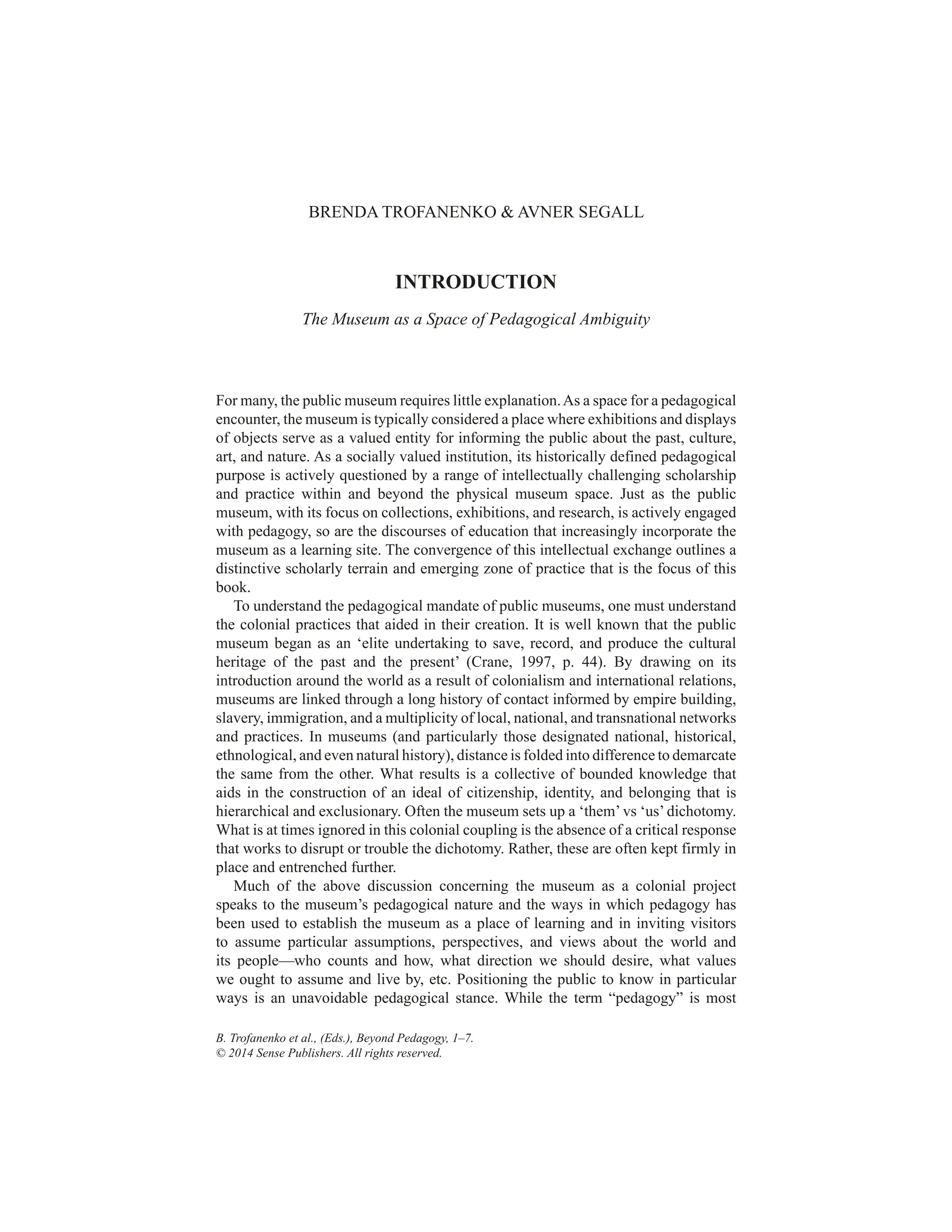 Beyond Pedagogy Reconsidering The Public Purpose Of Museums Brenda ...