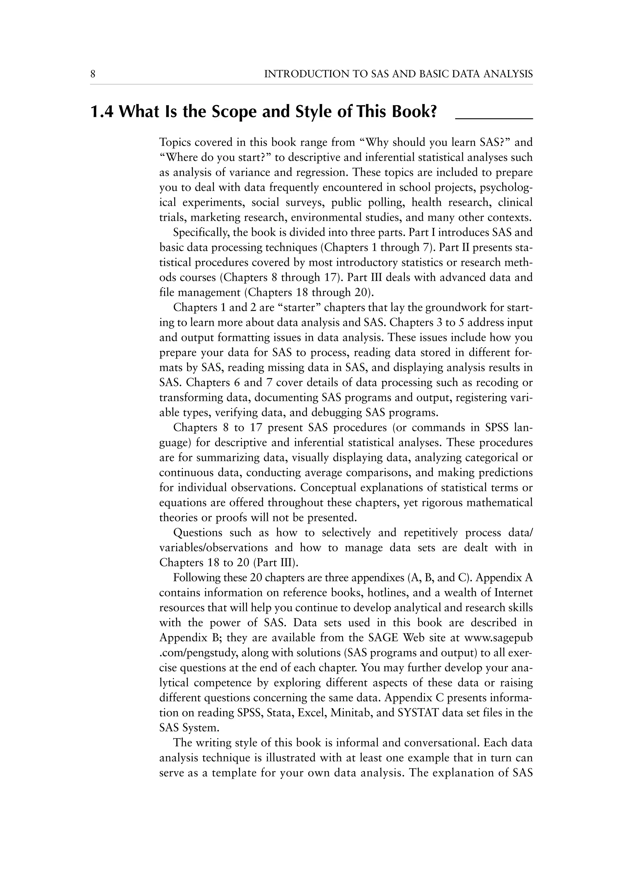 Data Analysis Using Sas Chaoying Joanne Peng | PDF