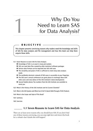Data Analysis Using Sas Chaoying Joanne Peng | PDF