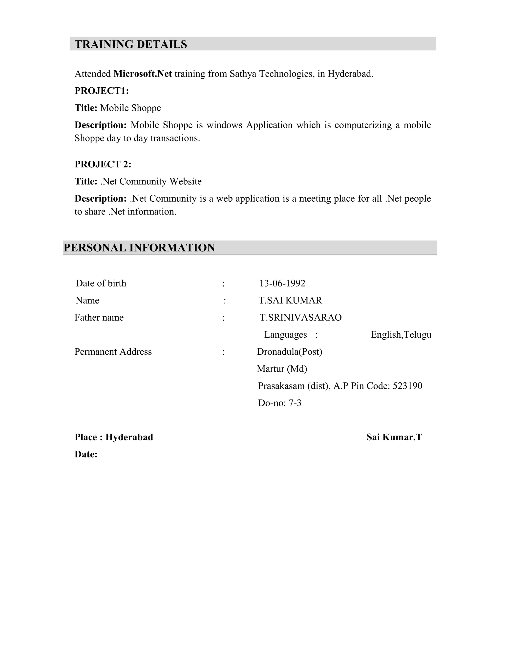 SAIKUMAR RESUME | DOC