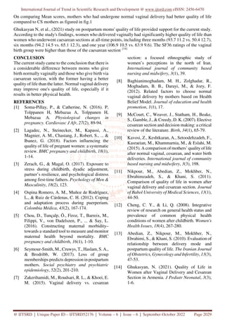 A Comparative Study to Assess the Quality of Life among Mothers after ...