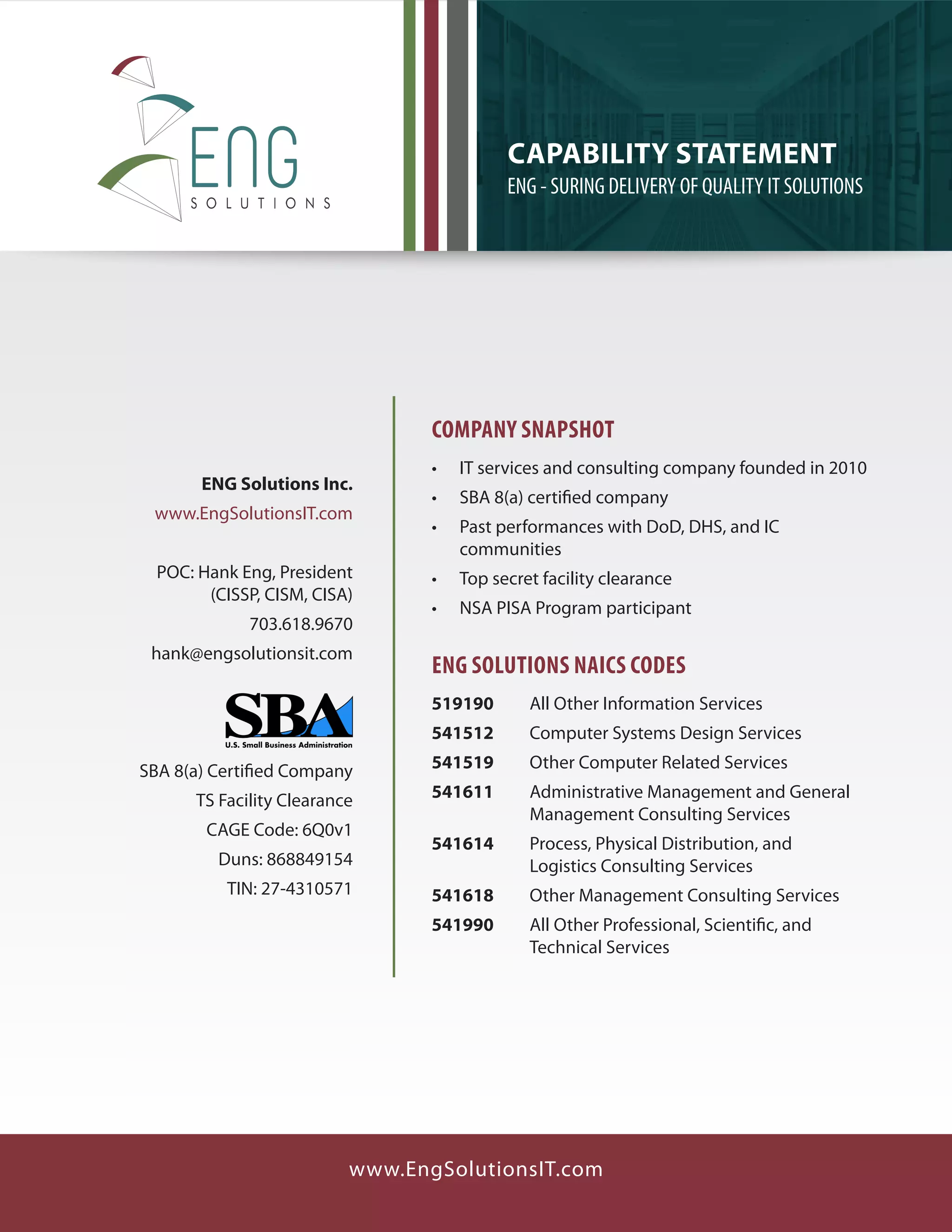 Eng Solutions - Capability Statement-Latest | PDF