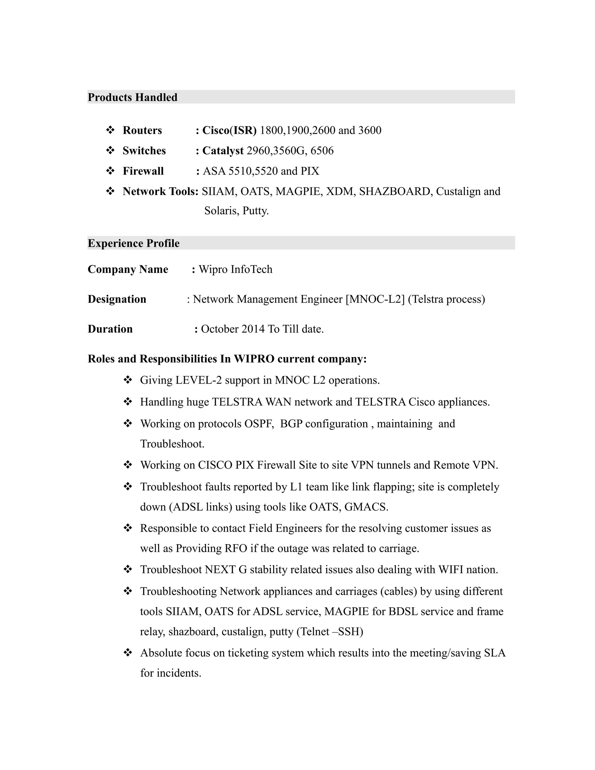 wipro sravan 16 june 2015 resume | DOC