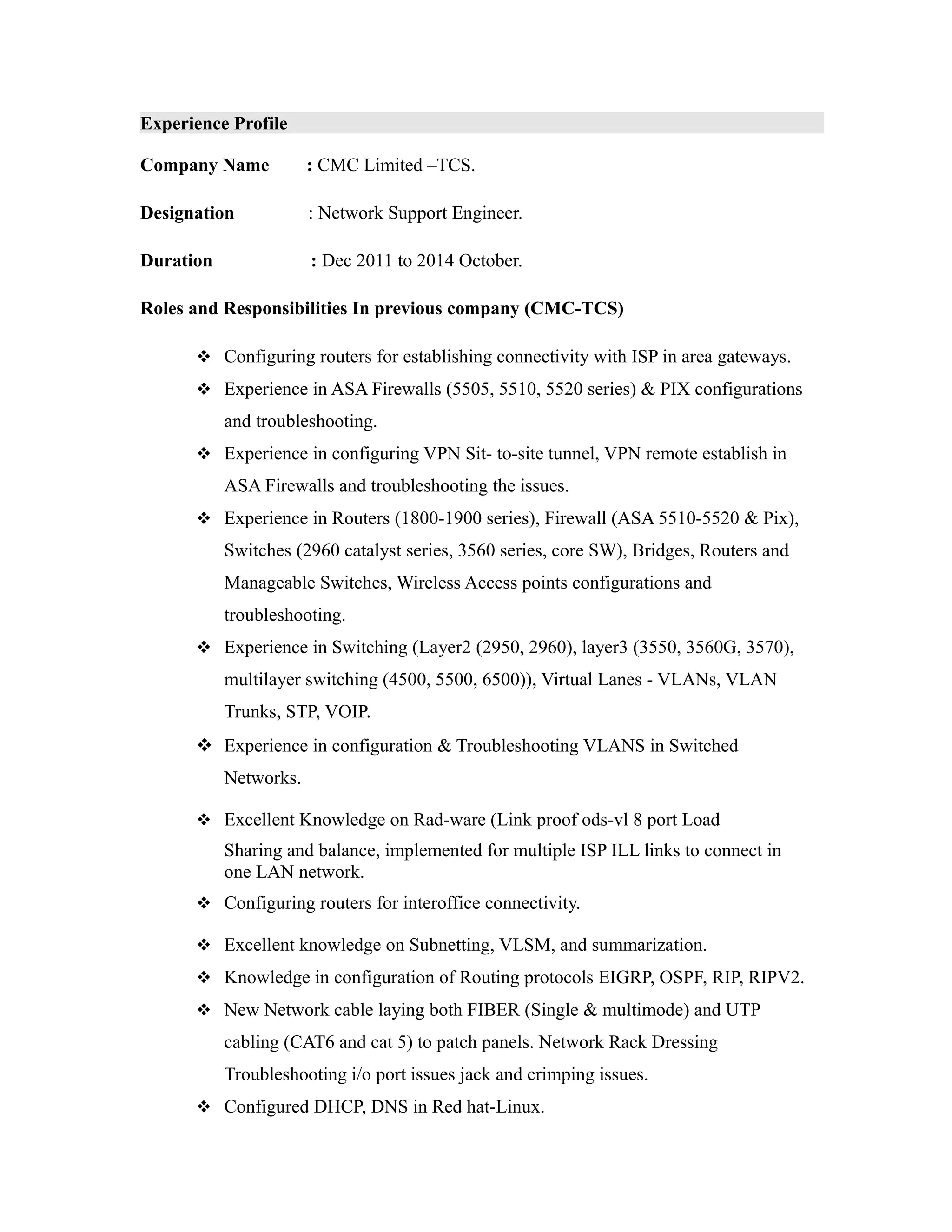 wipro sravan 16 june 2015 resume | DOC