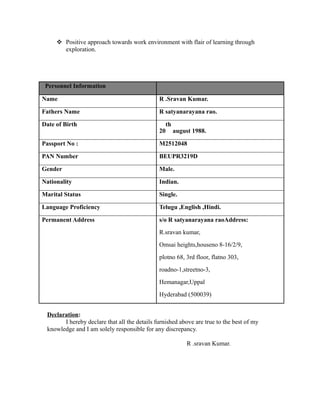 wipro sravan 16 june 2015 resume | DOC