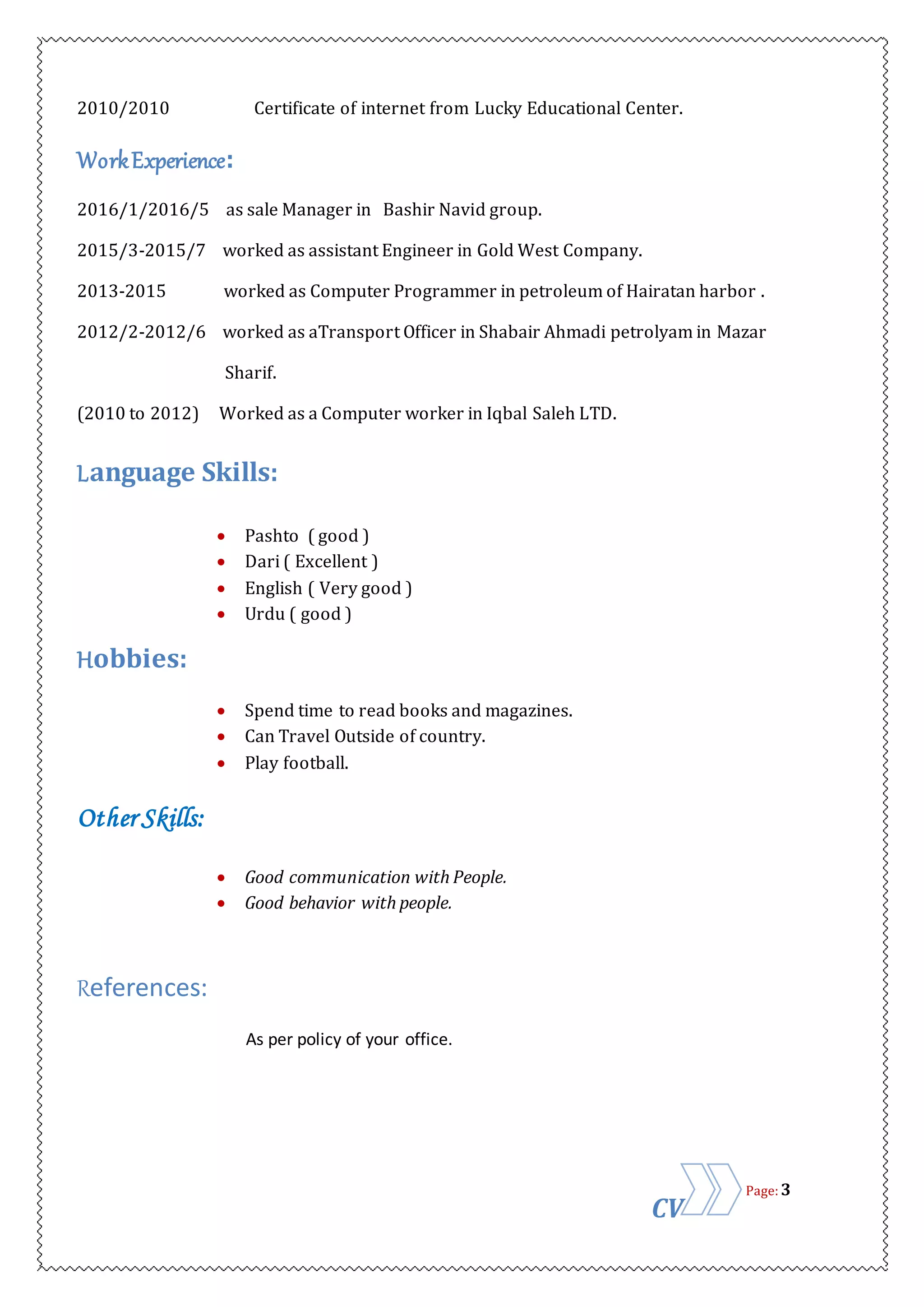 Masomi CV | PDF