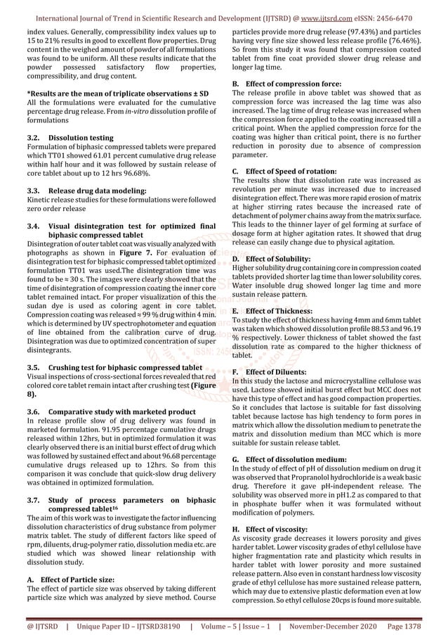 Formulation And Development Of Modified Release Biphasic Compressed Tablet Of Propranolol