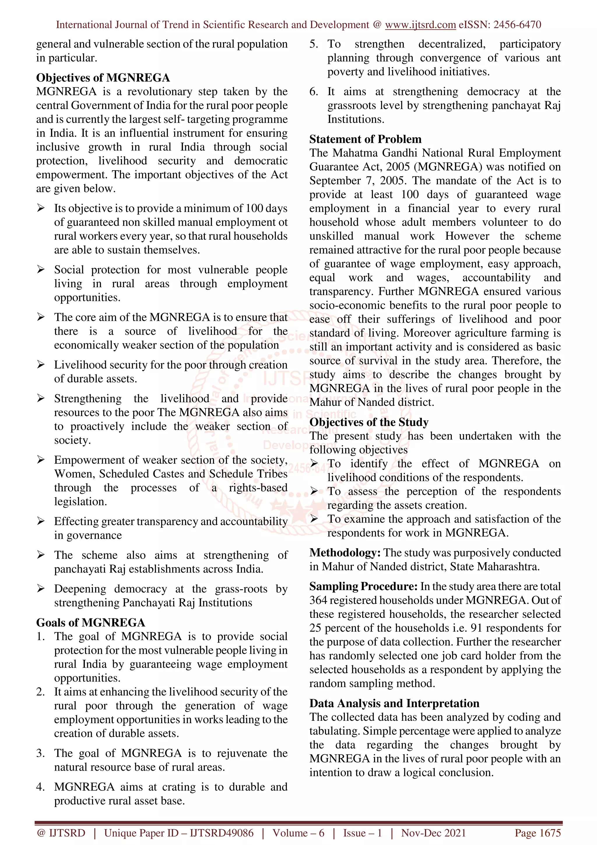 Role of Mgnrega in Rural Life | PDF