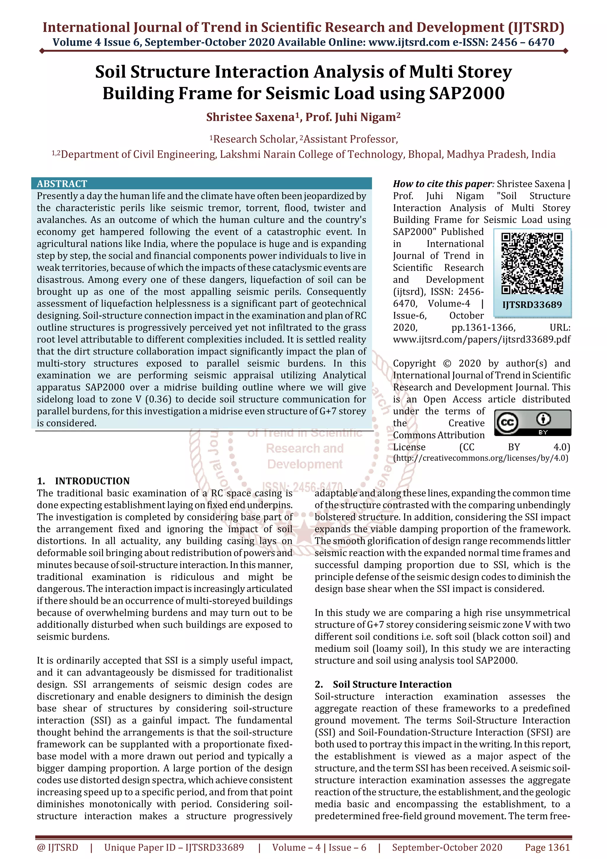 Soil Structure Interaction Analysis of Multi Storey Building Frame for Seismic Load using ...