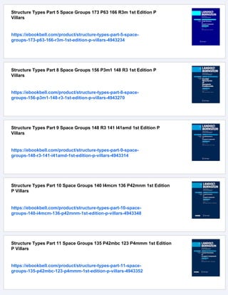 Structure Types Part 6 Space Groups 166 R3m 160 R3m 1st Edition P ...