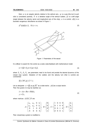 Control Synthesis for Marine Vessels in Case of Limited Disturbances | PDF