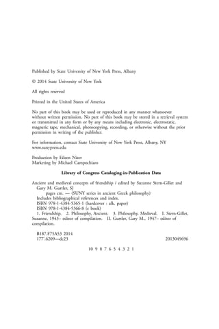Ancient And Medieval Concepts Of Friendship Suzanne Sterngillet | PDF