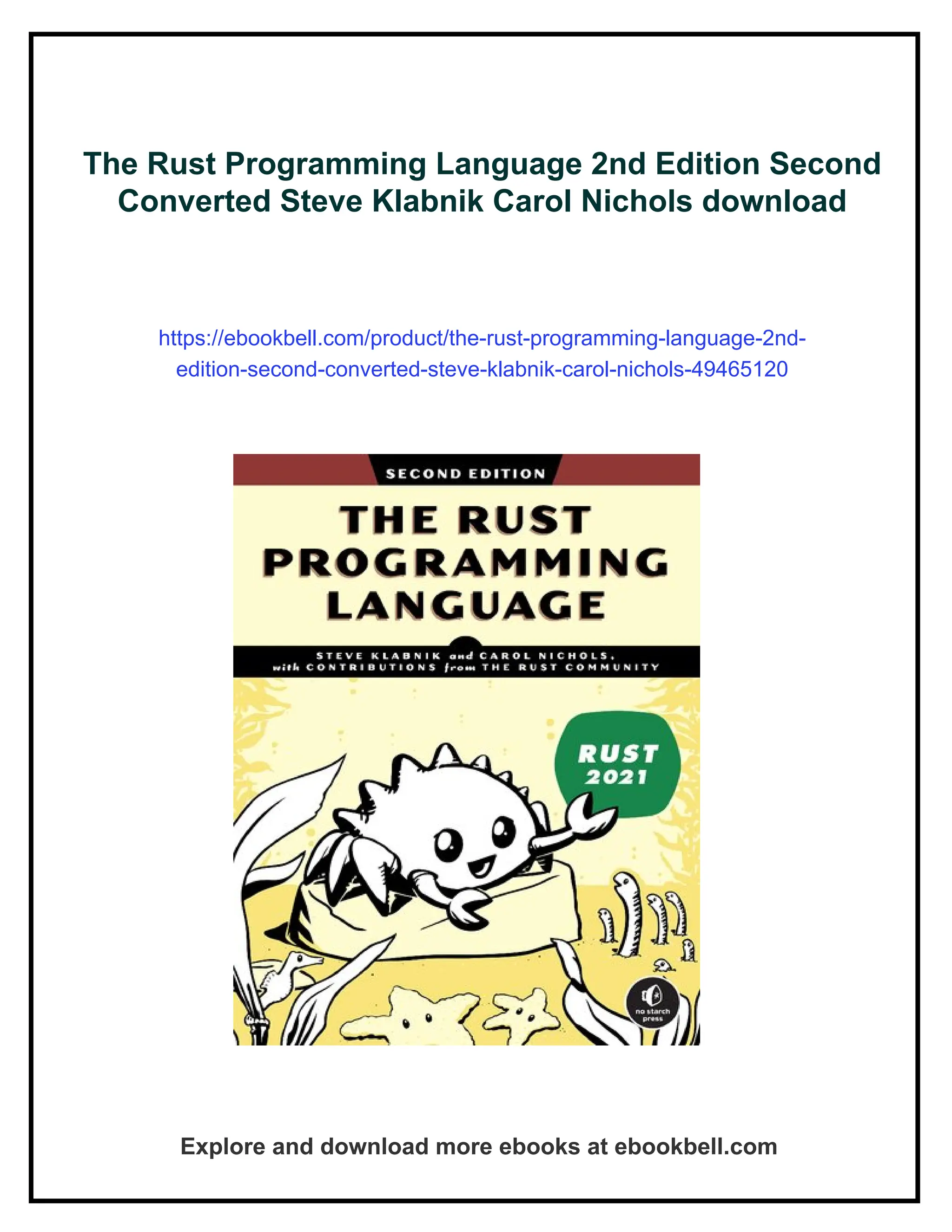 The Rust Programming Language 2nd Edition Second Converted Steve ...