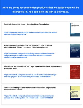 Contradictions Logic History Actuality Elena Ficara | PDF