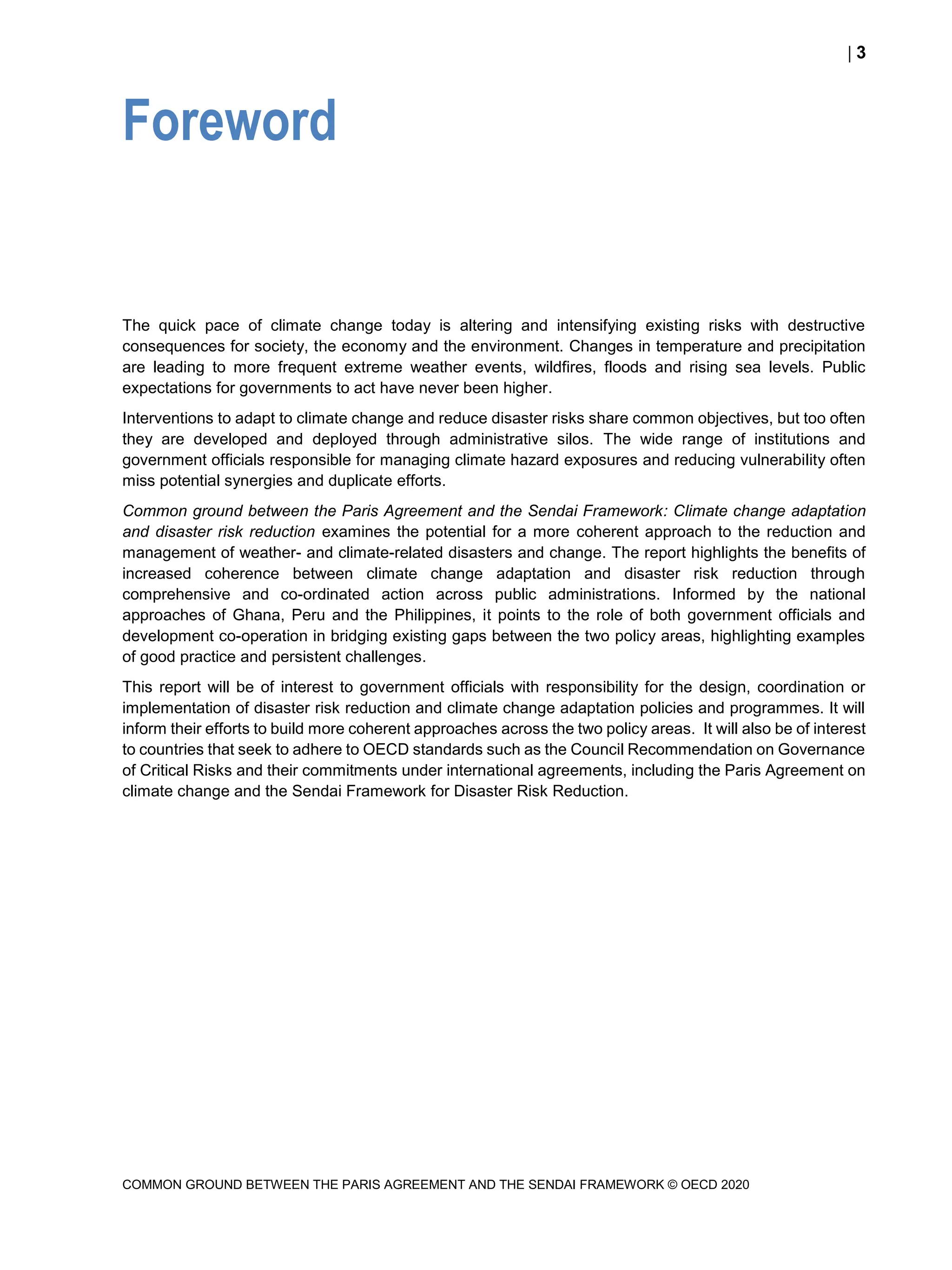 Common Ground Between The Paris Agreement And The Sendai Framework ...