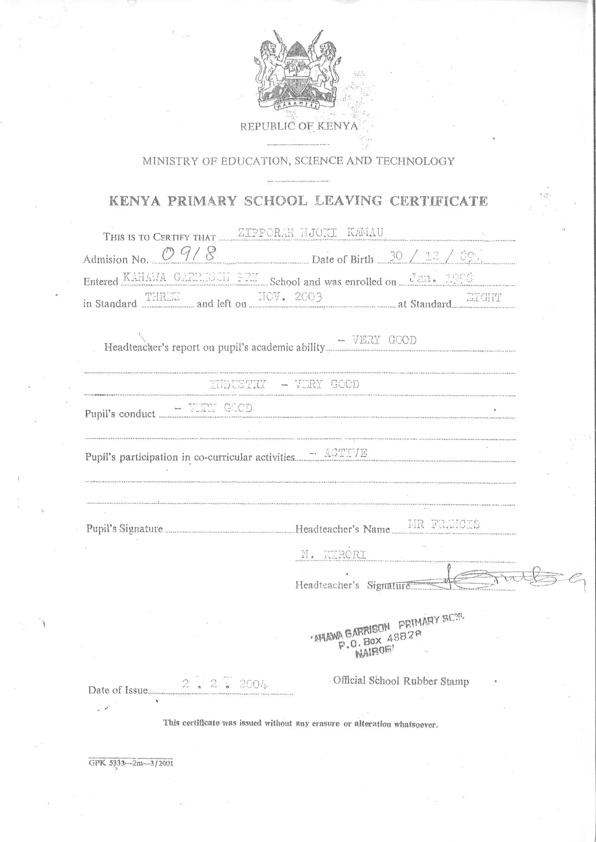 KCPE Leaving Cert | PDF