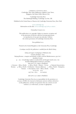 Staying Roman Conquest And Identity In Africa And The Mediterranean ...