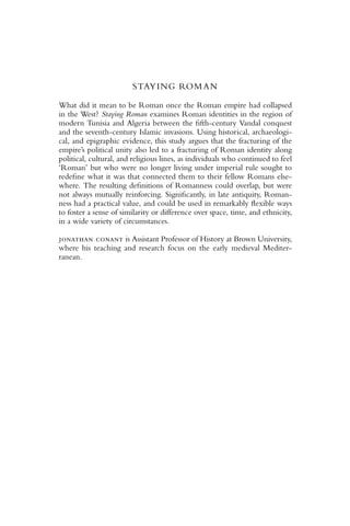 Staying Roman Conquest And Identity In Africa And The Mediterranean ...