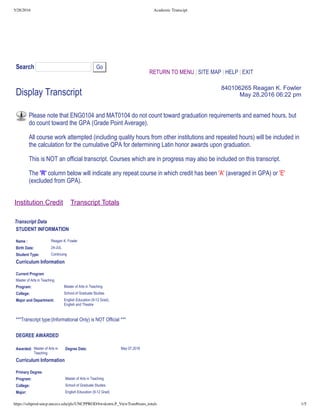 FowlerGraduateTranscript | PDF