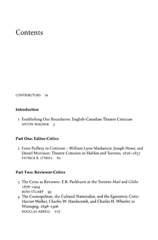 Establishing Our Boundaries Englishcanadian Theatre Criticism Anton ...