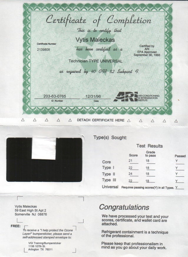 #24762 Vytis Maleckas Ari Certificate | PDF