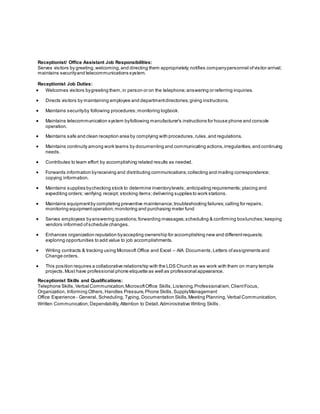 Receptionist | Pdf
