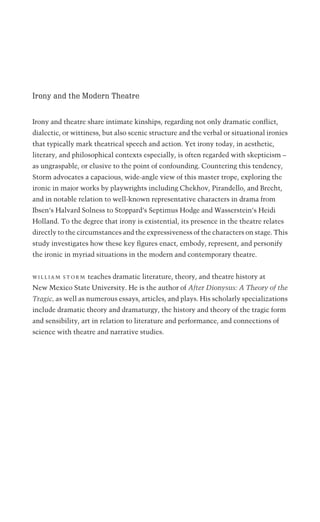 Irony And The Modern Theatre William Storm | PDF