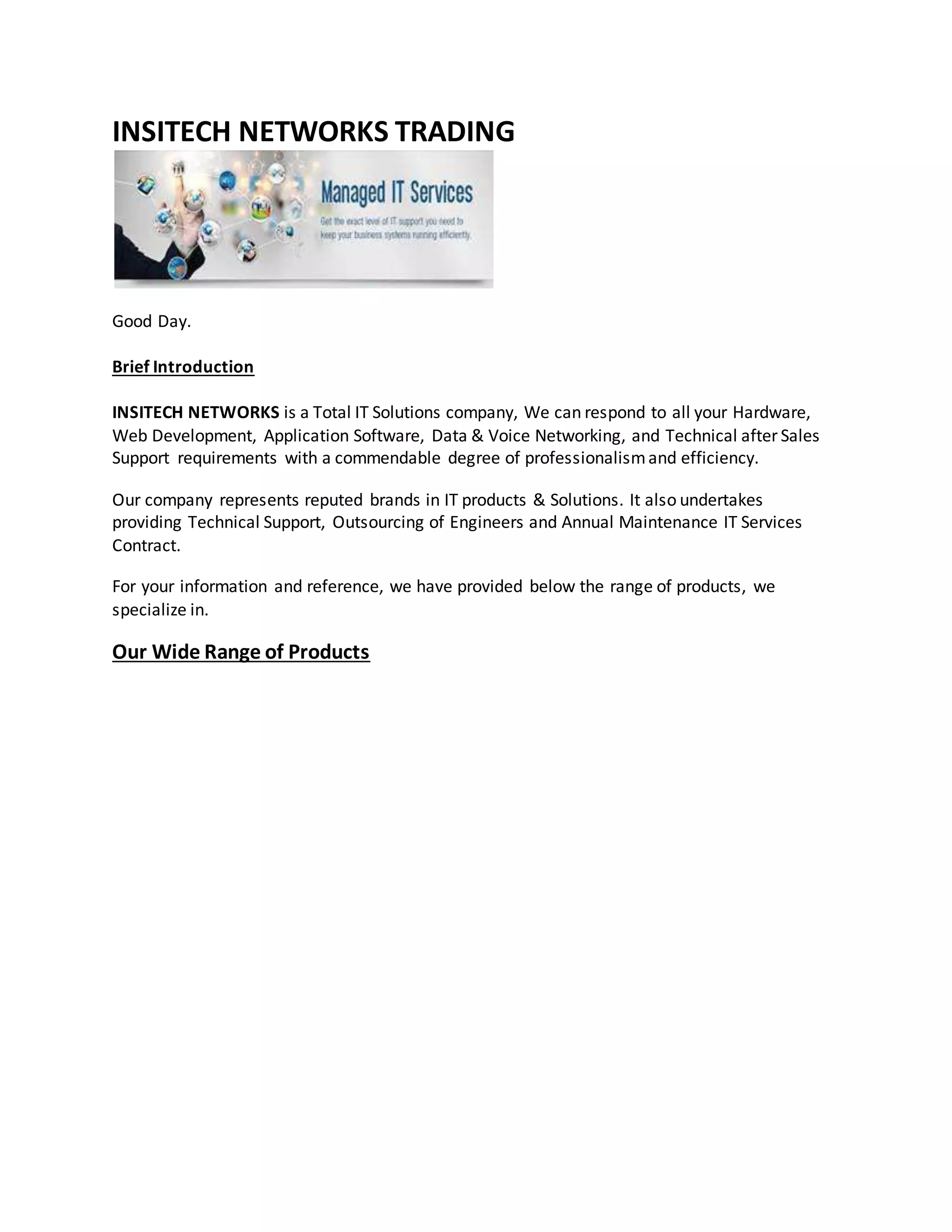 INSITECH NETWORKS TRADING Profile | PDF