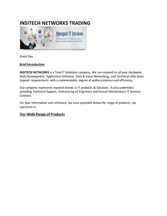 INSITECH NETWORKS TRADING Profile | PDF