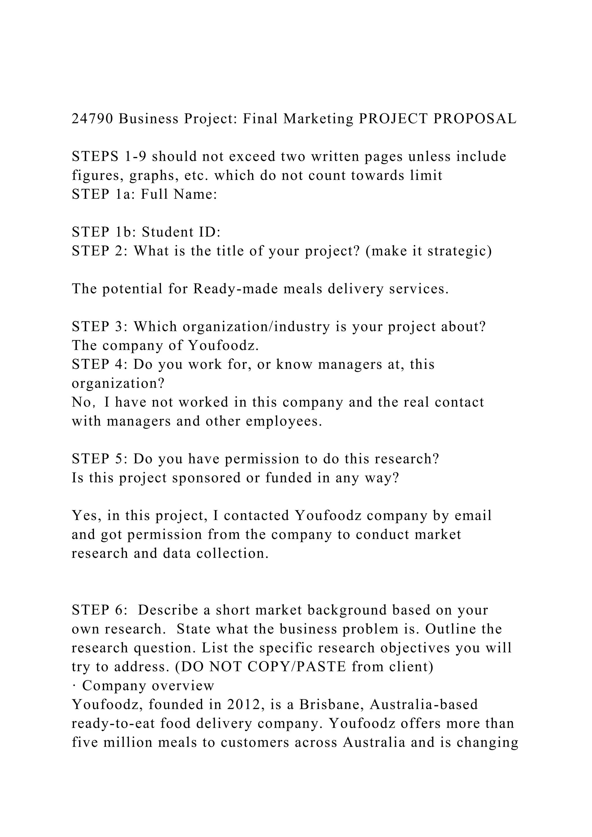 24790 Business Project Final Marketing PROJECT PROPOSALSTEPS .docx