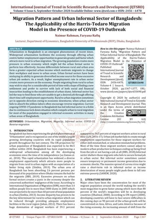 Migration Pattern and Urban Informal Sector of Bangladesh The ...