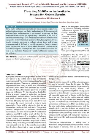 Three Step Multifactor Authentication Systems for Modern Security | PDF