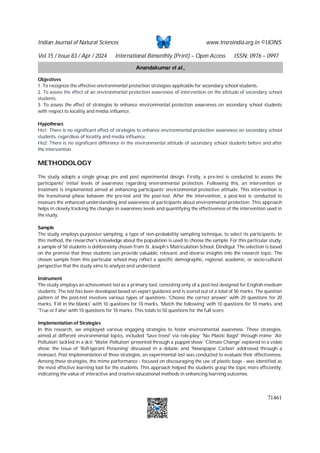 Strategies to Promote Environmental Protection Awareness and Attitude ...