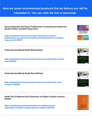 Health And Citizenship Frank Huisman Harry Oosterhuis | PDF