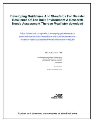 Developing Guidelines And Standards For Disaster Resilience Of The ...