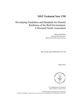 Developing Guidelines And Standards For Disaster Resilience Of The ...