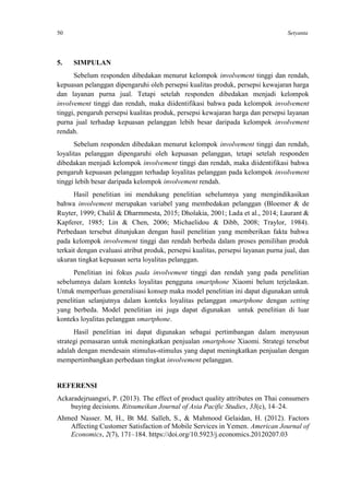 Peran Involvement Sebagai Variabel Pemoderasi Model Loyalitas Pelanggan ...