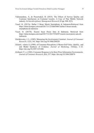 Peran Involvement Sebagai Variabel Pemoderasi Model Loyalitas Pelanggan ...