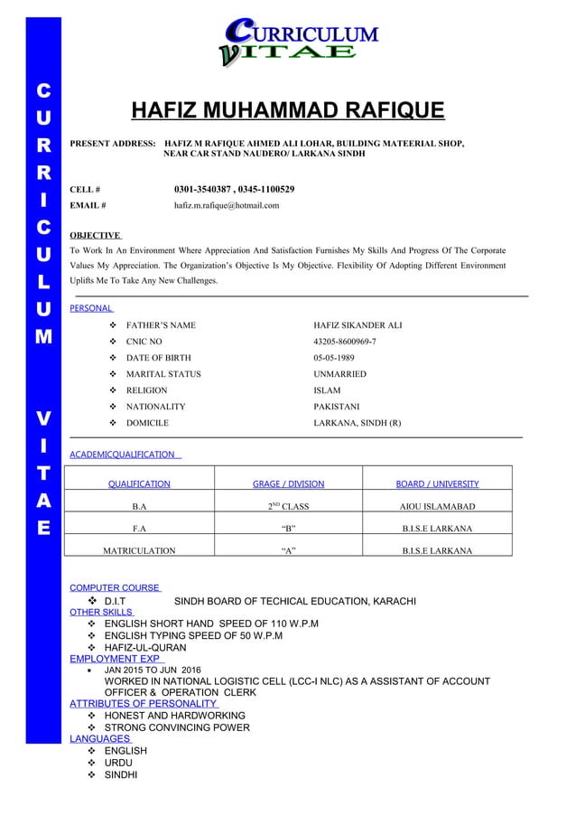 HAFIZ MUHAMMAD RAFIQUE | DOC