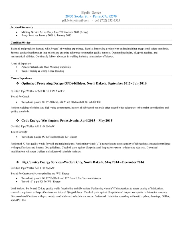 Elpidio Gomez Cert Welder | PDF