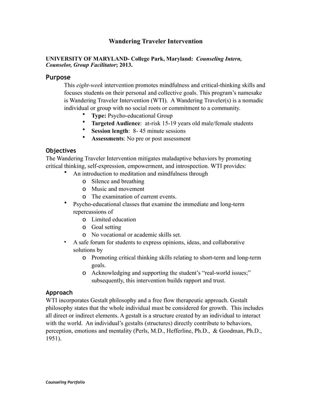 Counseling Portfolio | PDF | Mental Health | Diseases and Conditions