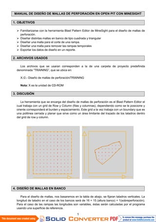 diseño de mallas de perforacion con mine sigh | PDF