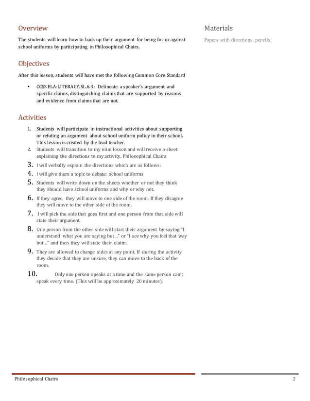 Philosophical Chairs | PDF